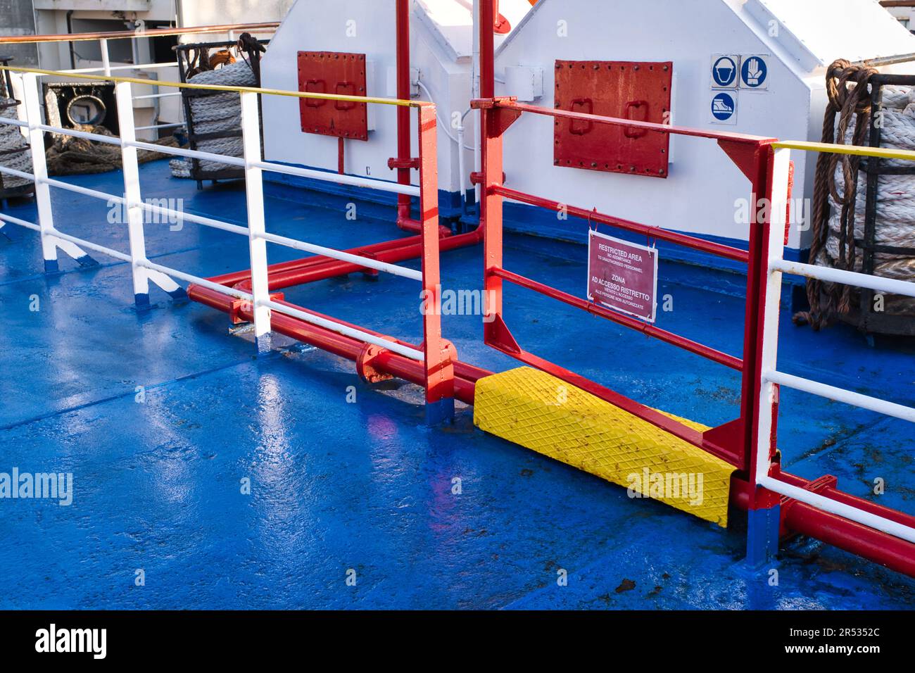 Colorful corner of the restricted area in a ferry boat Stock Photo - Alamy