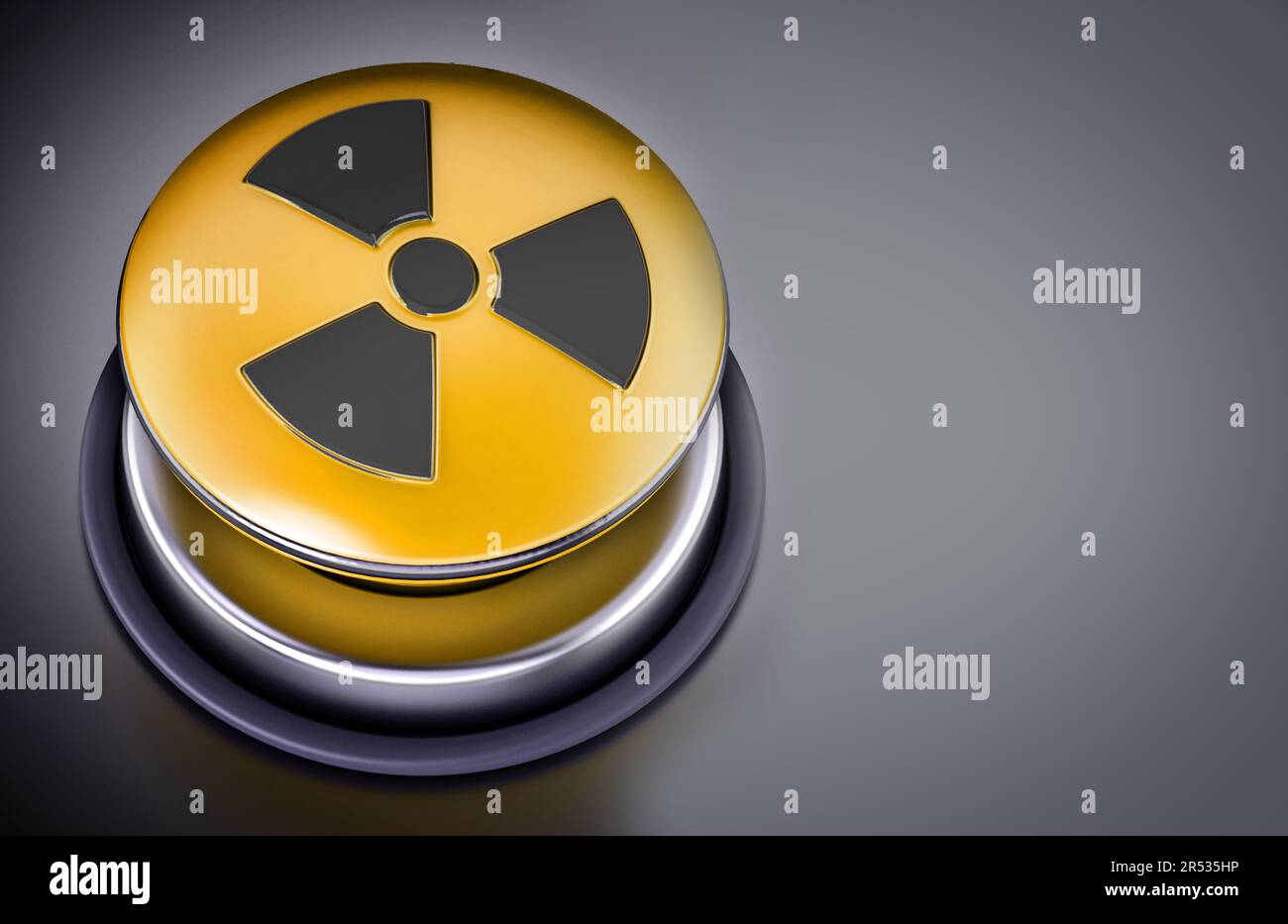 Nuclear launch button on gray background. 3D illustration Stock Photo ...