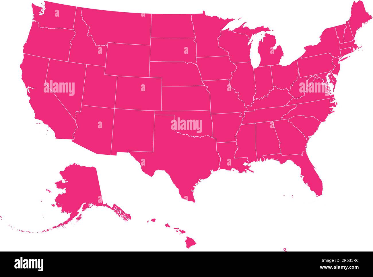 PINK CMYK color map of USA with federal states borders Stock Vector ...