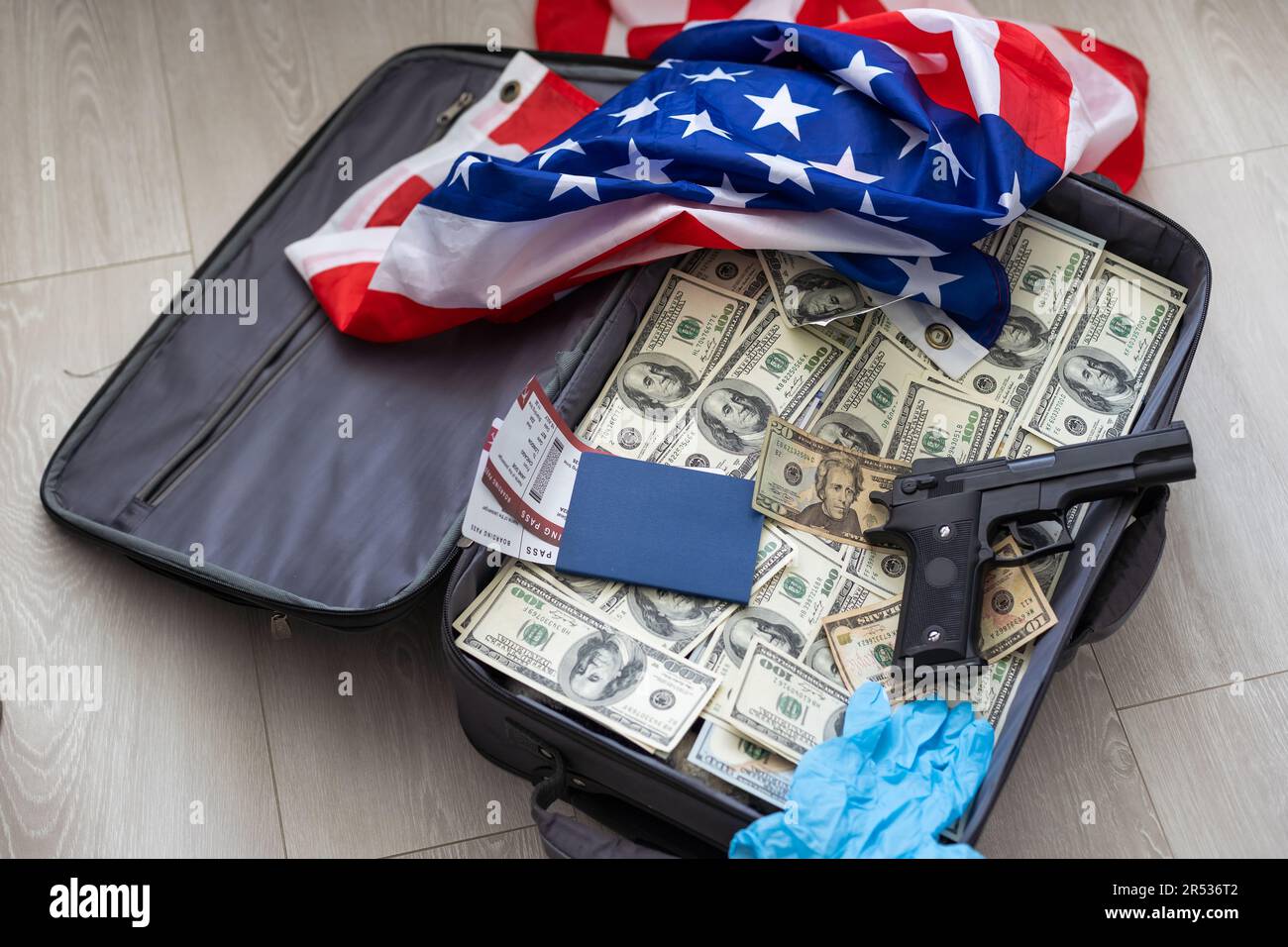 Open suitcase with one million dollars bills stacks Stock Photo - Alamy
