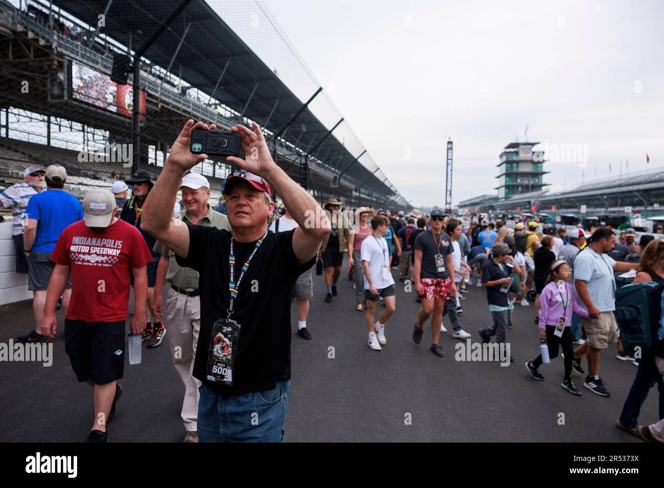 INDIANAPOLIS, INDIANA, UNITED STATES - 2023/05/28: Race fans walk on ...