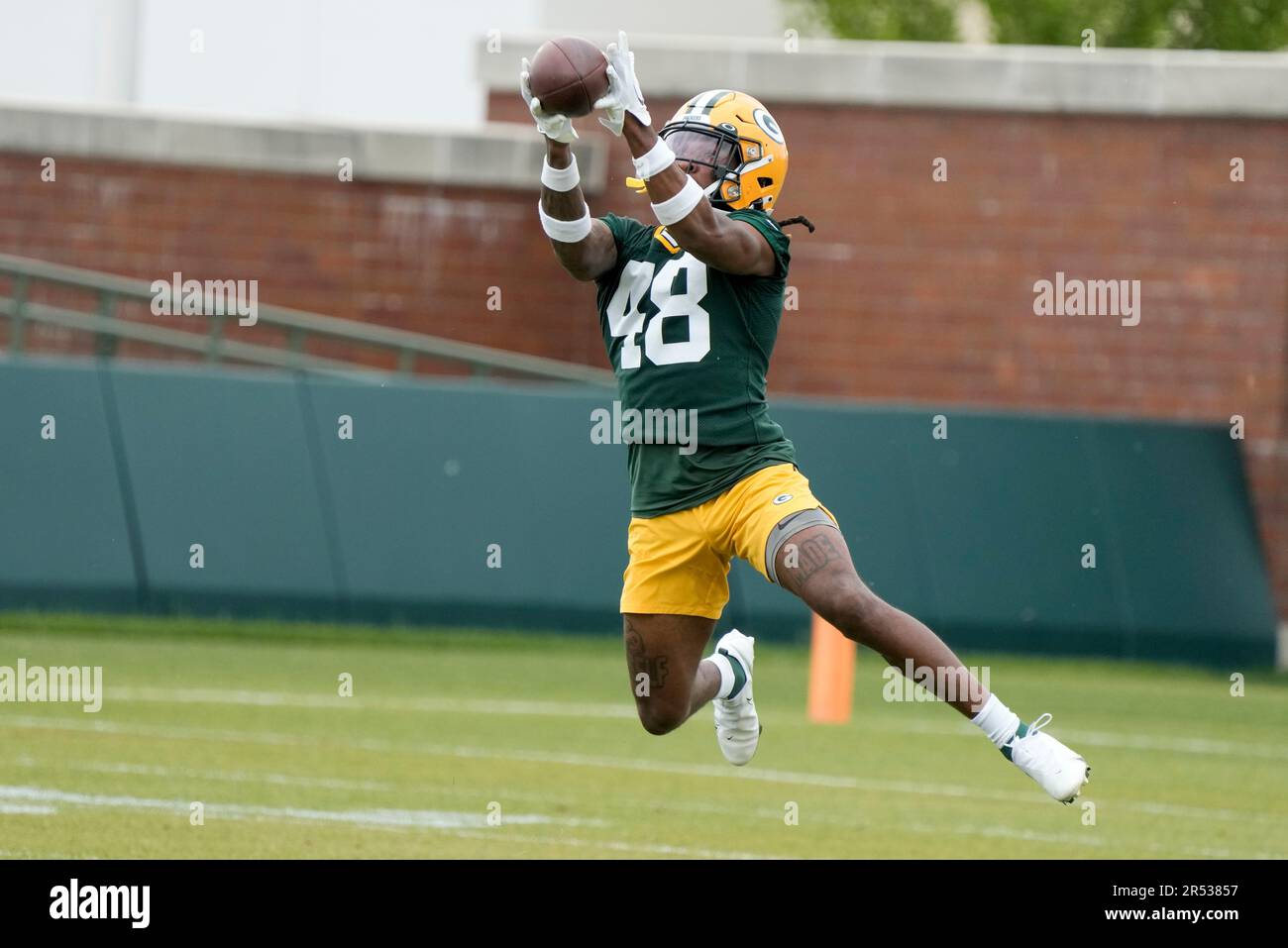 Green Bay Packers' Benny Sapp III catches a ball during an NFL football ...