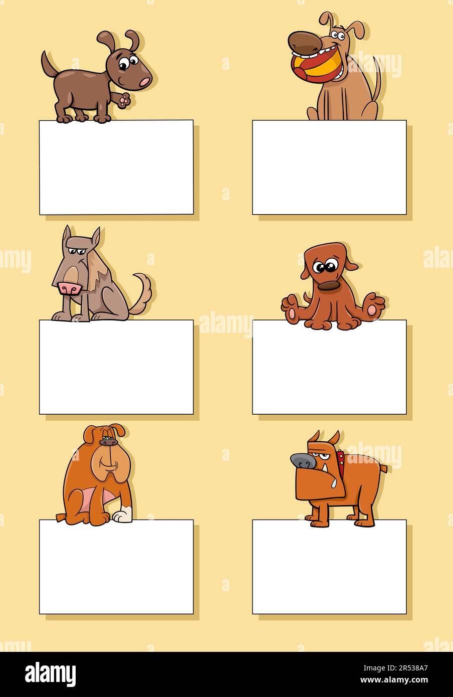 Cartoon illustration of dogs and puppies animal characters with blank ...