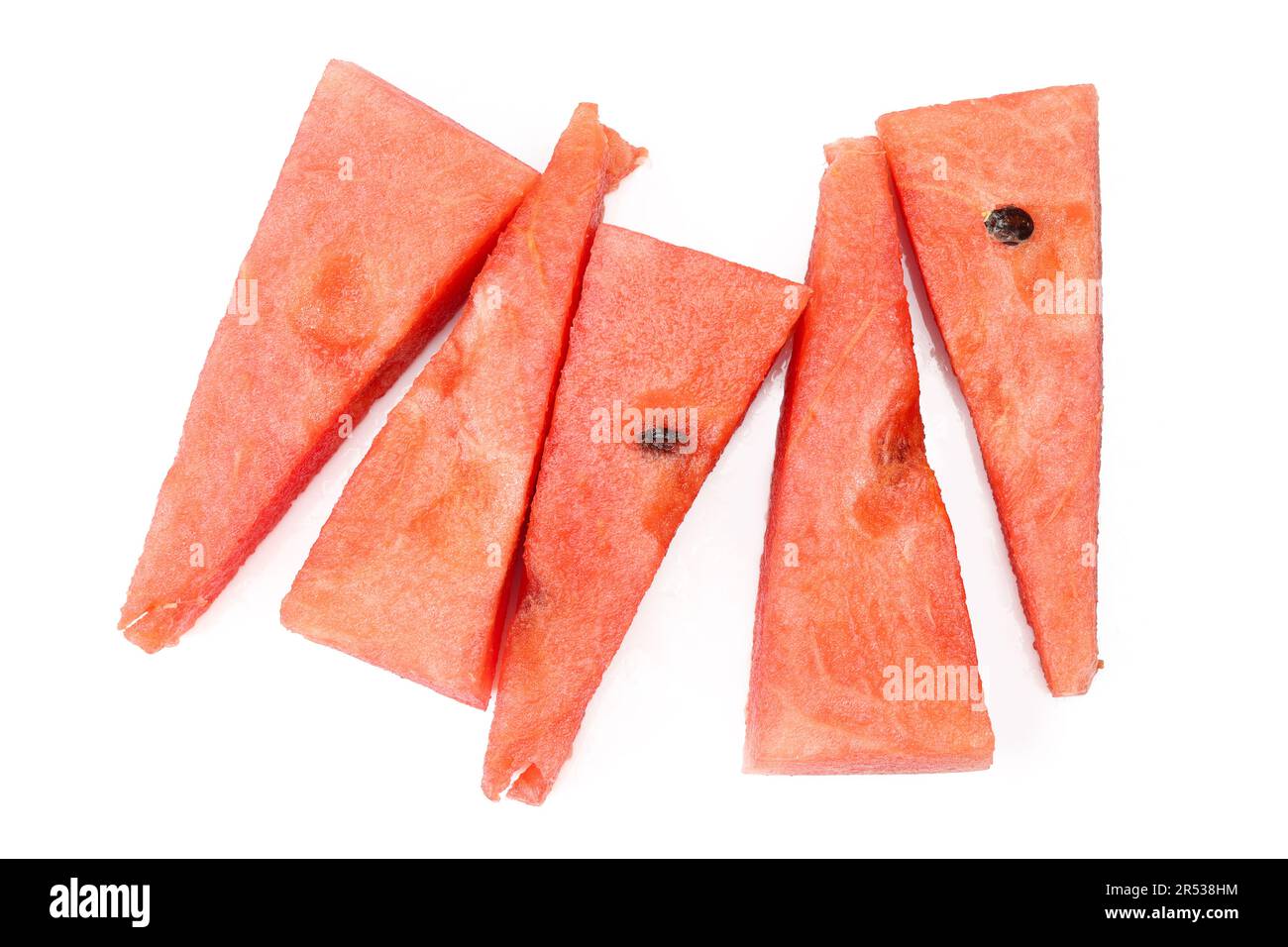 Triangle shaped watermelon slices isolated on white background. Pieces ...