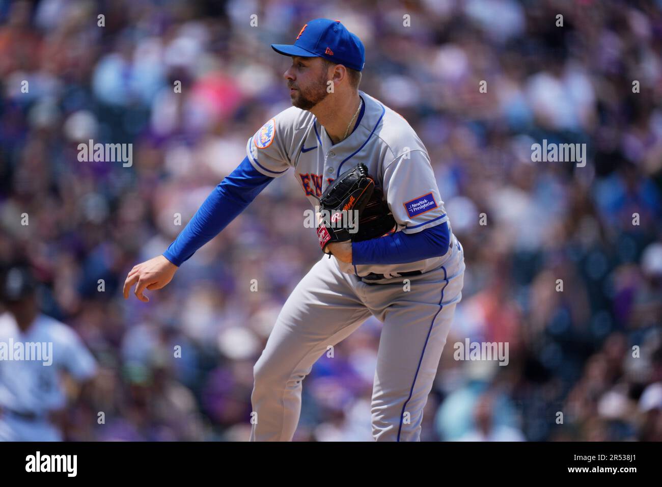 New York Mets starting pitcher Tylor Megill (38) in the first inning of ...