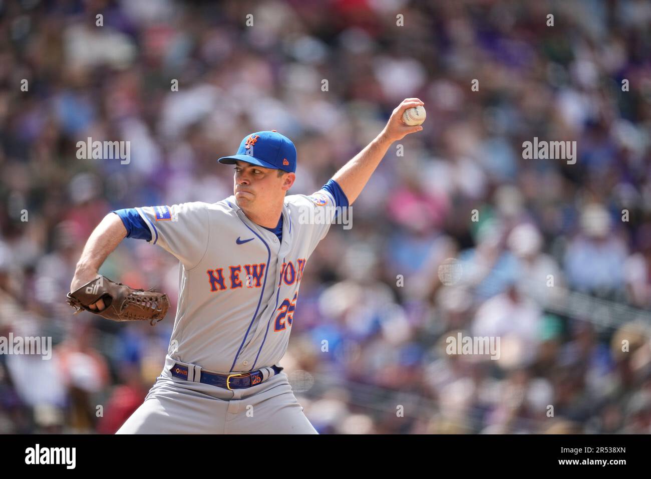 New York Mets relief pitcher Brooks Raley (25) in the eighth inning of a baseball game Sunday ...