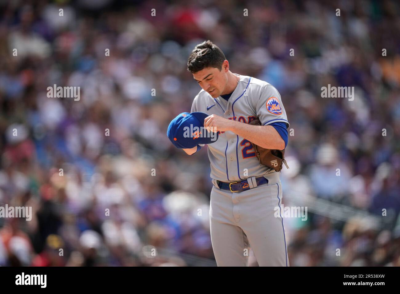 New York Mets relief pitcher Brooks Raley (25) in the eighth inning of a baseball game Sunday ...