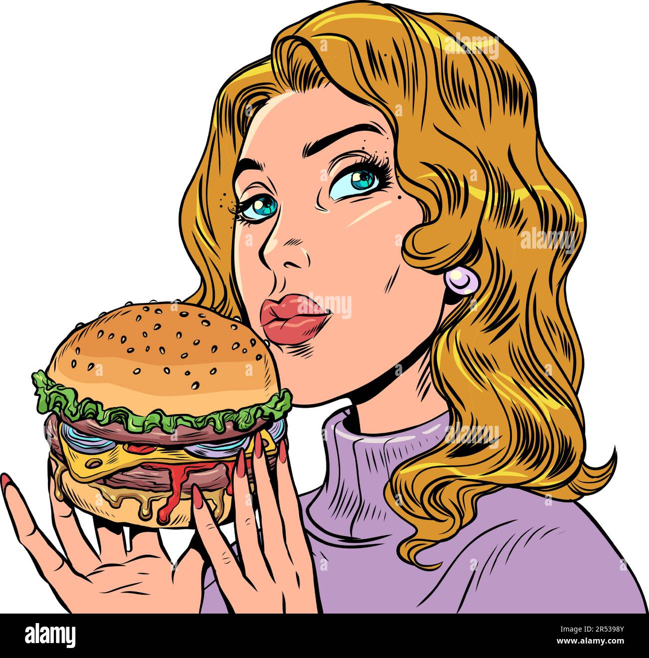 Fast Food Restaurant Prepares Burgers The Girl Is Holding A Burger
