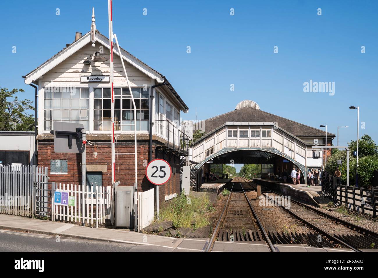 Beverley railway station and signal box, East Yorkshire, England, UK ...