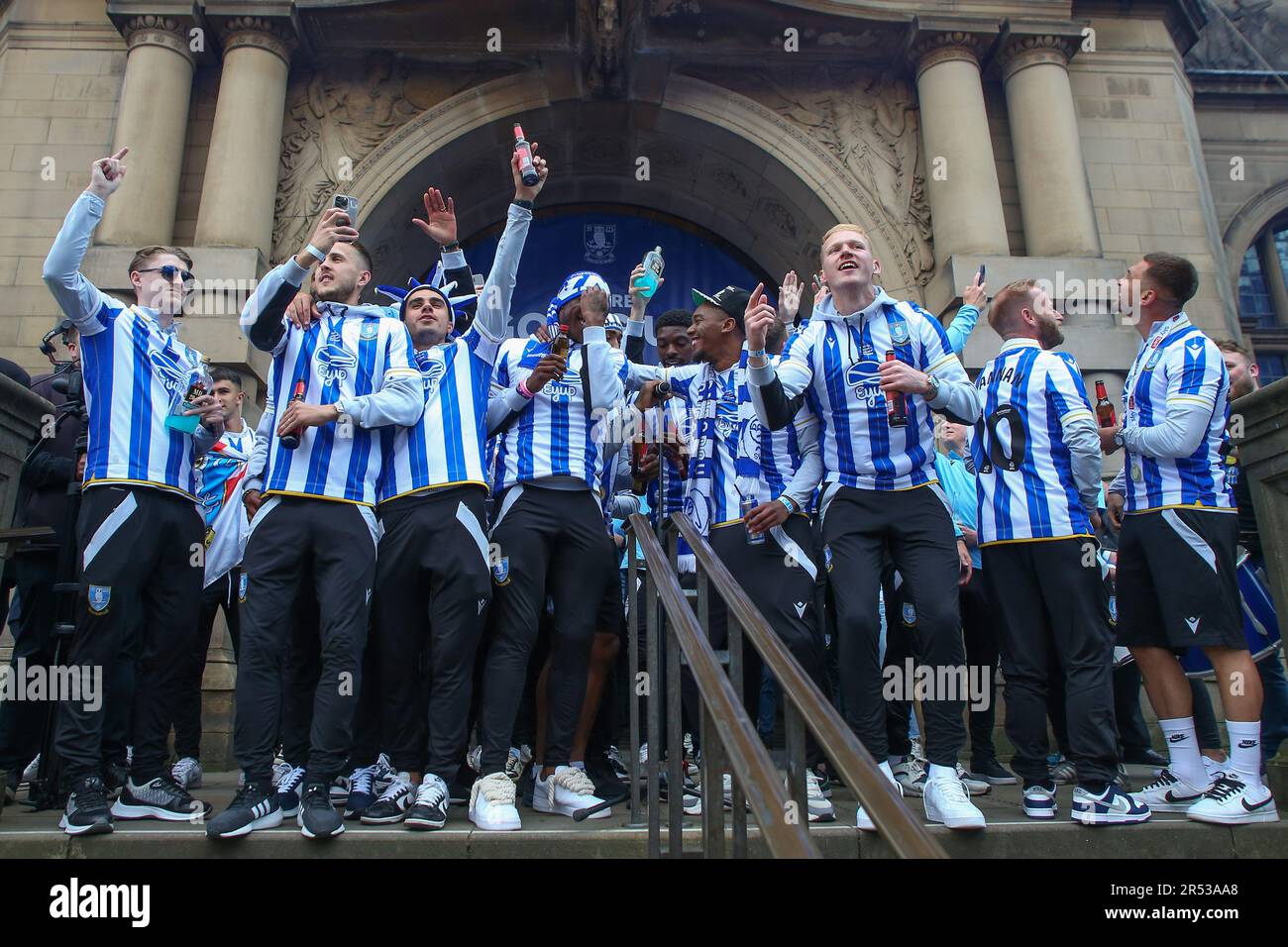 Sheffield Wednesday Players Celebrate Promotion In The City At