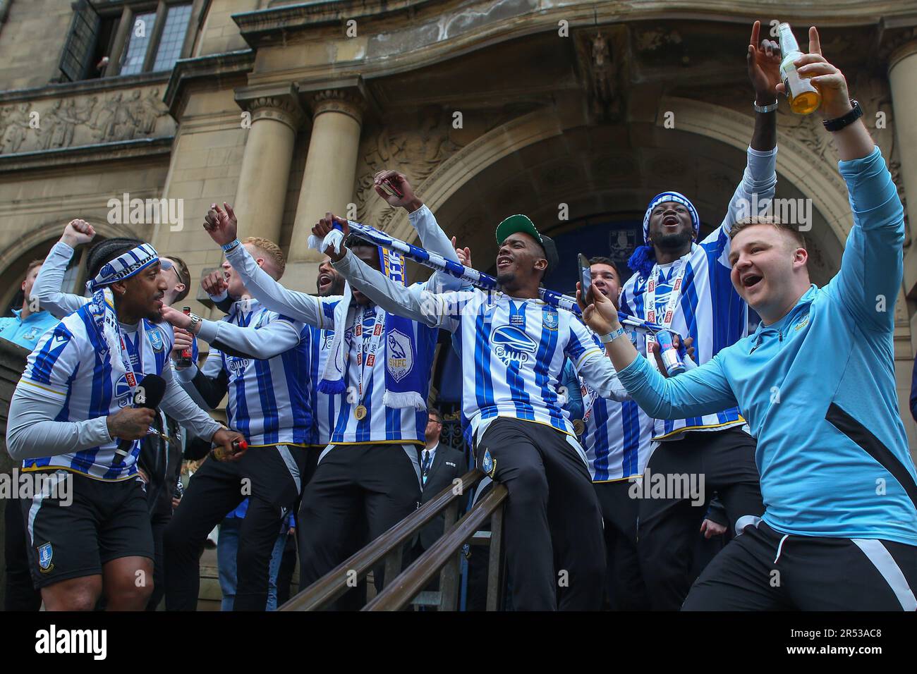 Sheffield Wednesday Players Celebrate Promotion In The City At