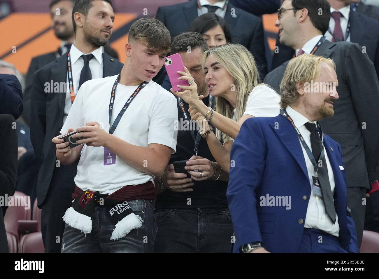 Budapest, Hungary. 31st May, 2023. Francesco Totti and his son, looks ...