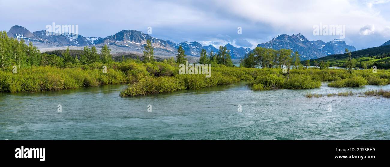 Saint Mary River - Panoramic view of Saint Mary River flowing at base ...