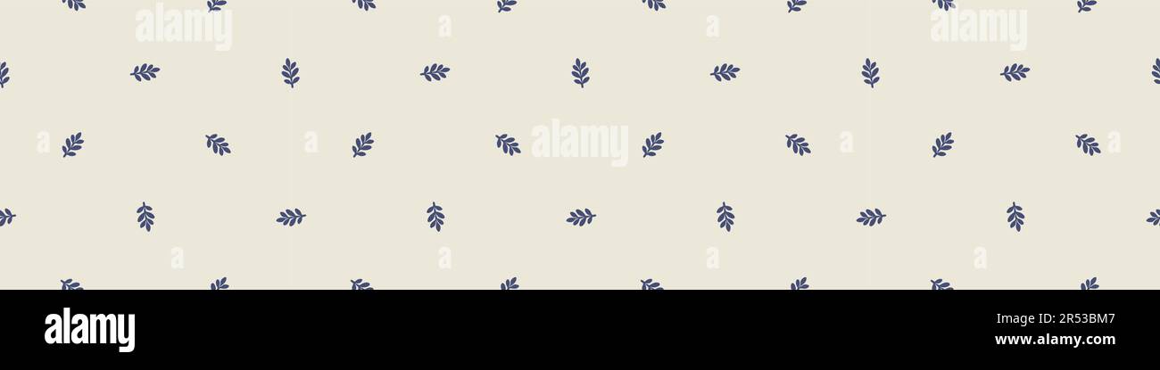Quirky leaf sprig lino cut motif vector pattern. Seamless decoration of ...