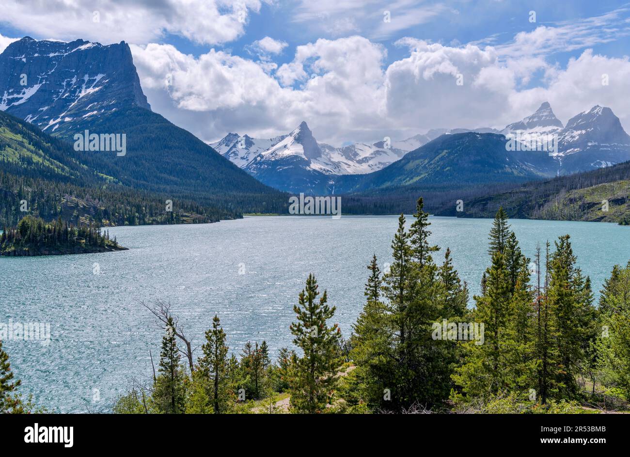 Saint Mary Lake - A stormy Spring day view of Saint Mary Lake and its ...