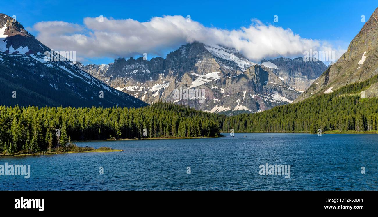 Mount Gould - Spring morning clouds hovering over massive and rugged ...