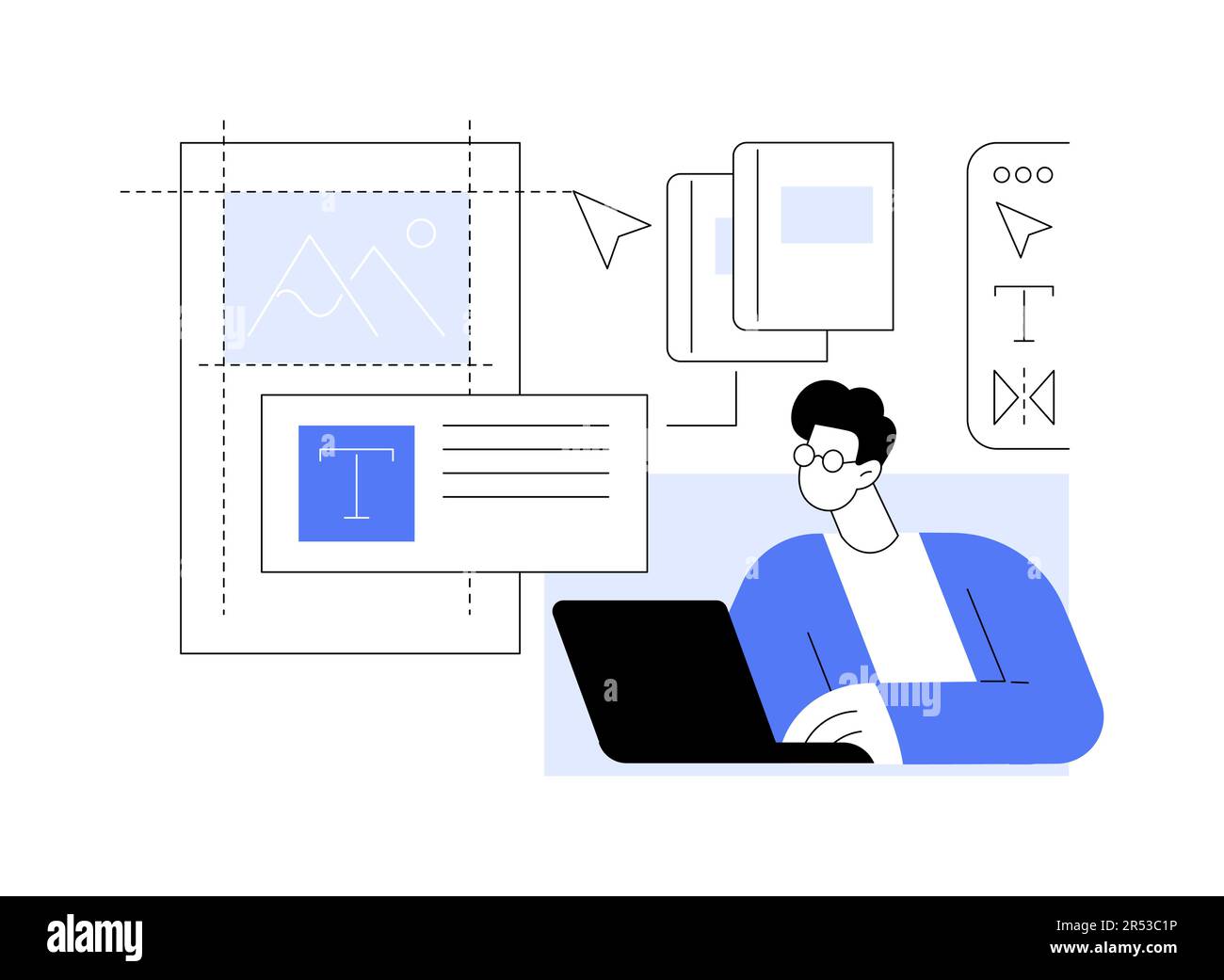 Book page design and layout abstract concept vector illustration Stock ...