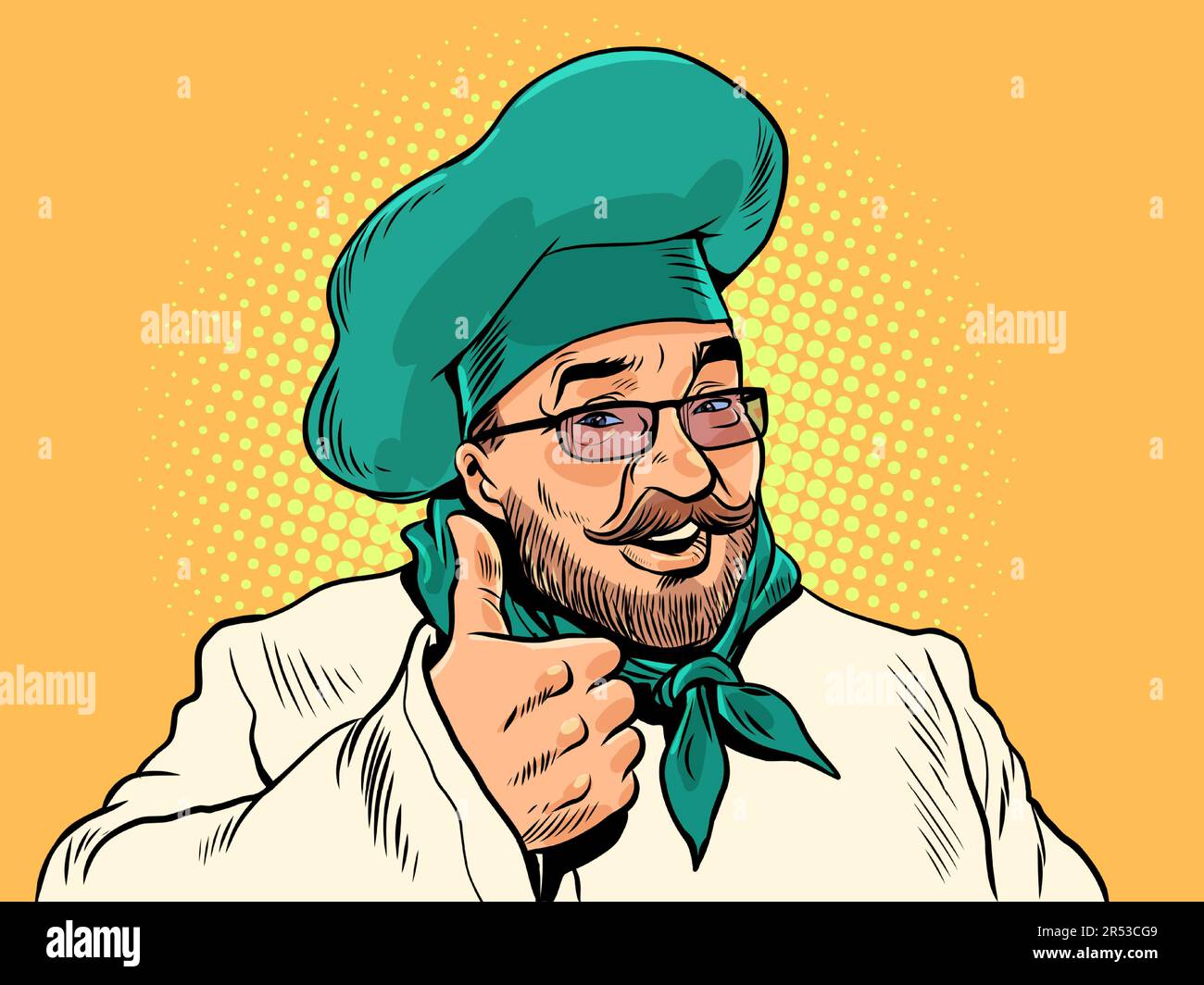 Chefs recommendation. Logo for a restaurant. A man with a beard and ...