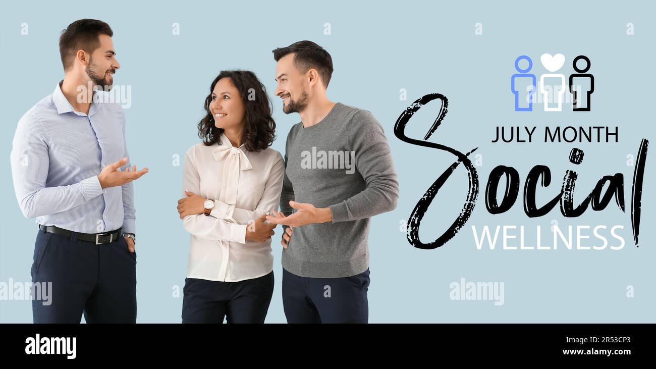 Banner for Social Wellness Month with group of young business people ...