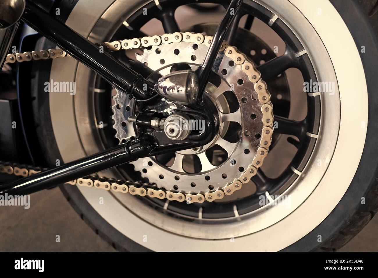 detailed wheel with rubber tyre custombike part Stock Photo - Alamy