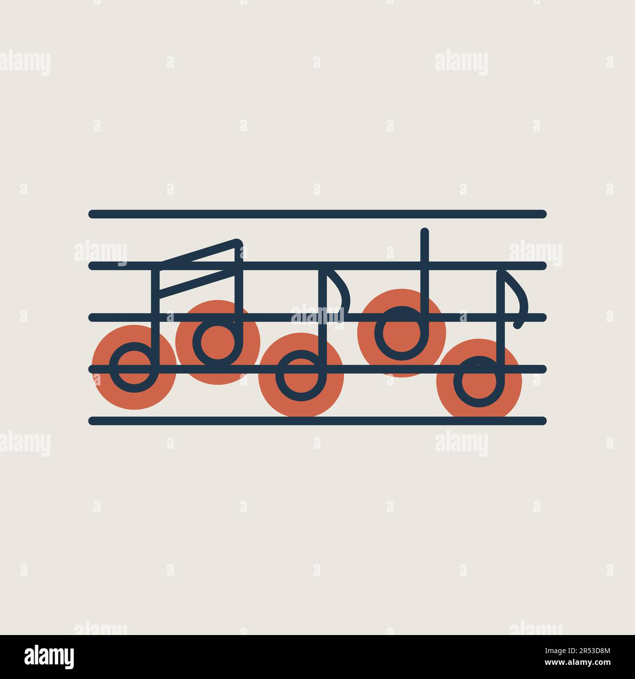 Stave and music notes vector isolated icon. Melody, classical music ...
