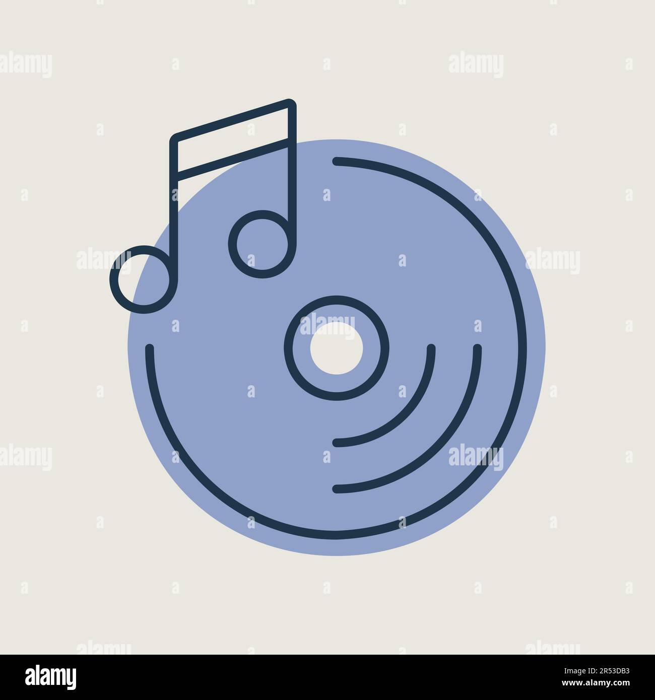 Disc and music note vector isolated icon. Music sign. Graph symbol for ...