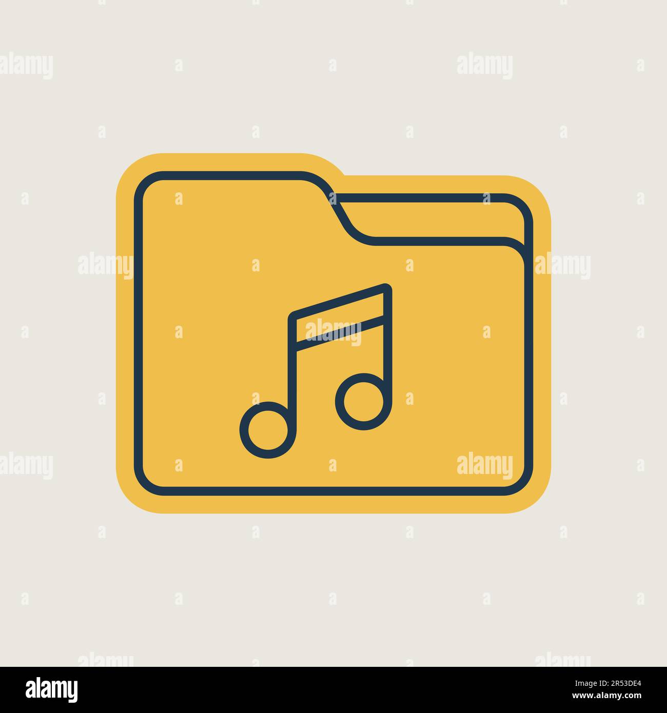 File folder with music note vector isolated icon. Music sign. Graph ...
