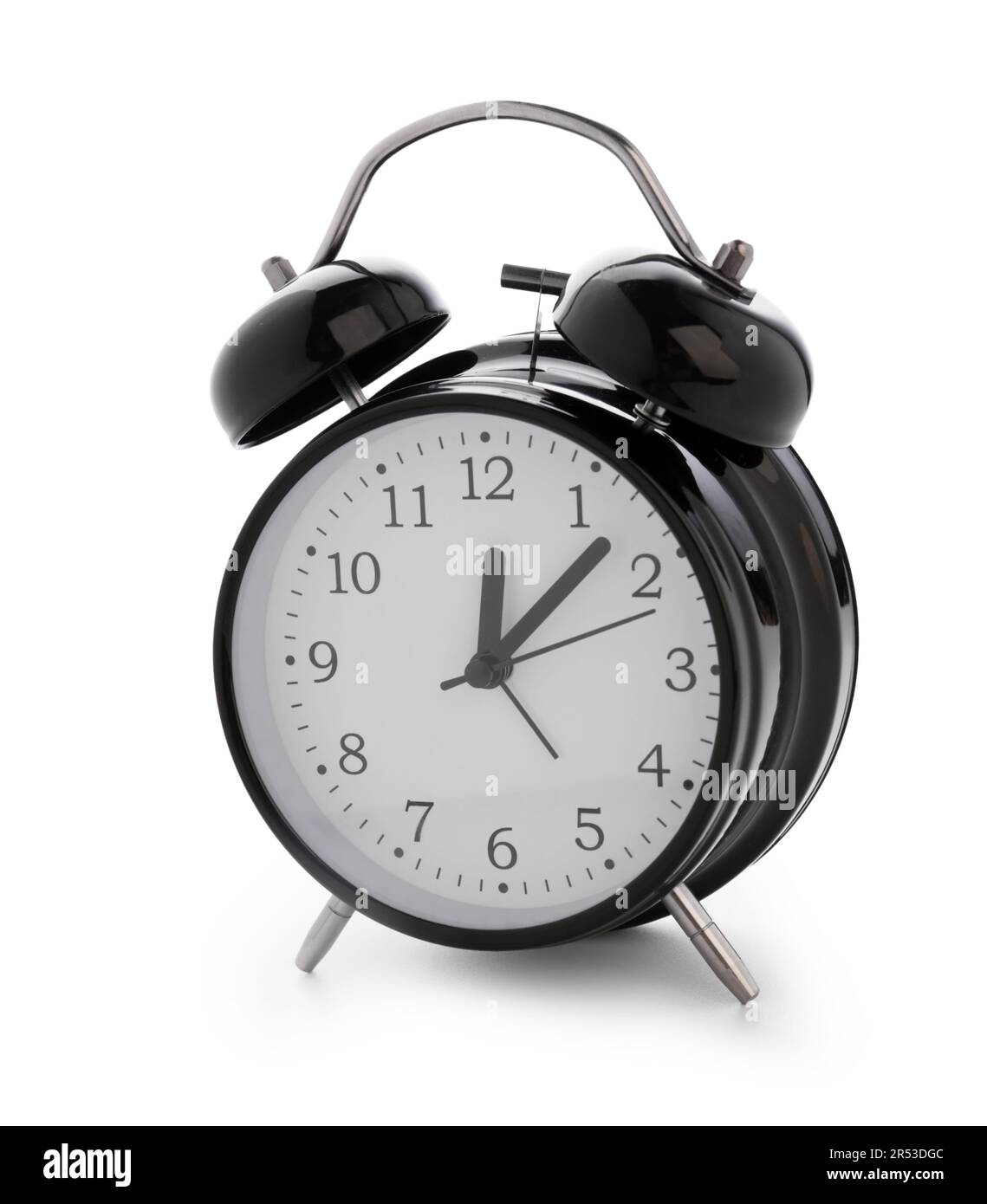 Metal alarm clock on white background Stock Photo - Alamy