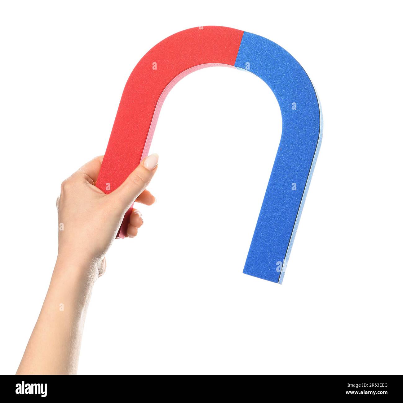 Female hand with big magnet isolated on white background Stock Photo ...