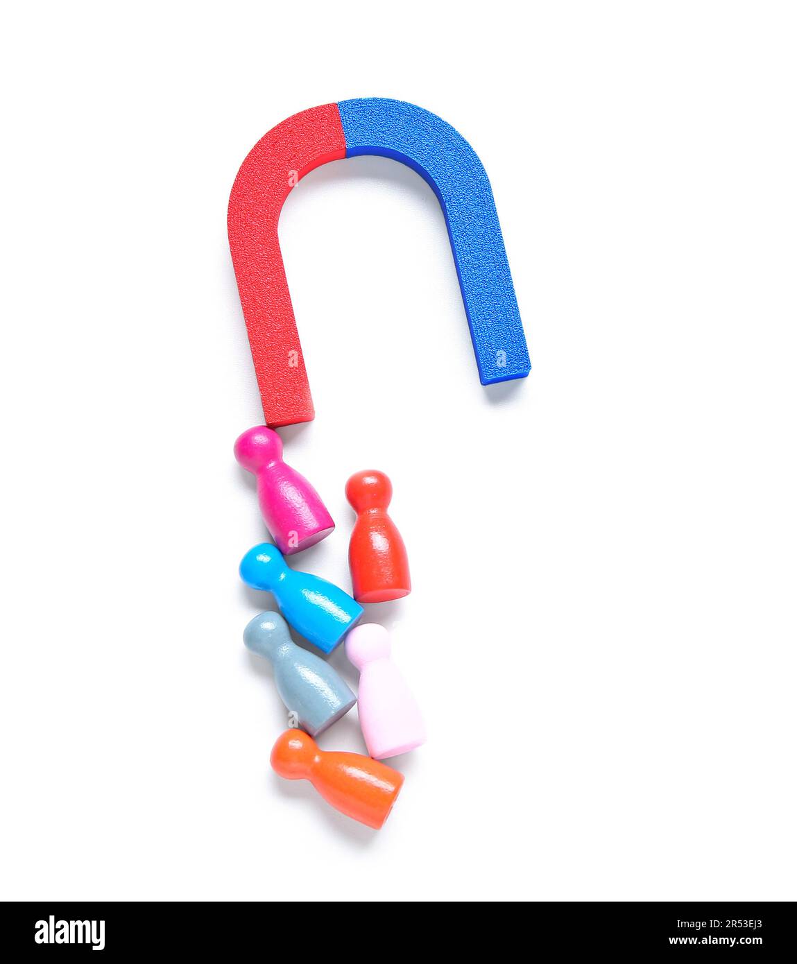 Magnet attracting group of customers on white background. Marketing ...