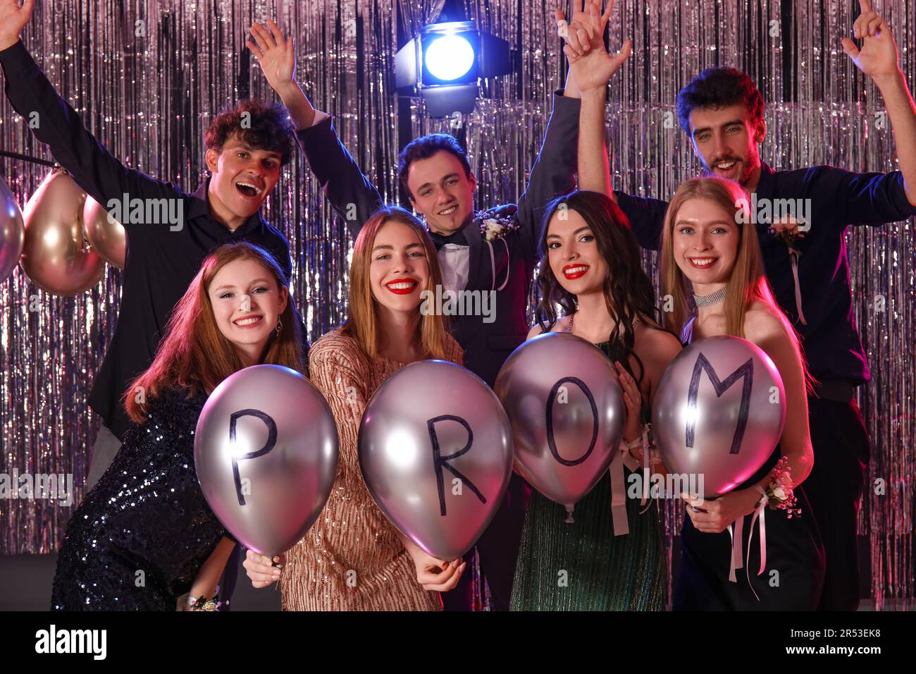 Young people with balloons on prom night Stock Photo - Alamy