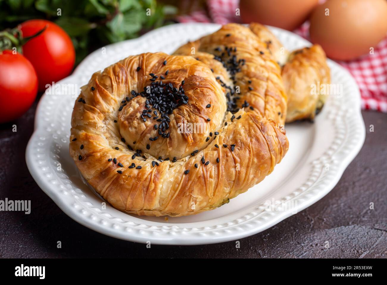 Traditional delicious Turkish phyllo stuffed with spinach, cheese ...