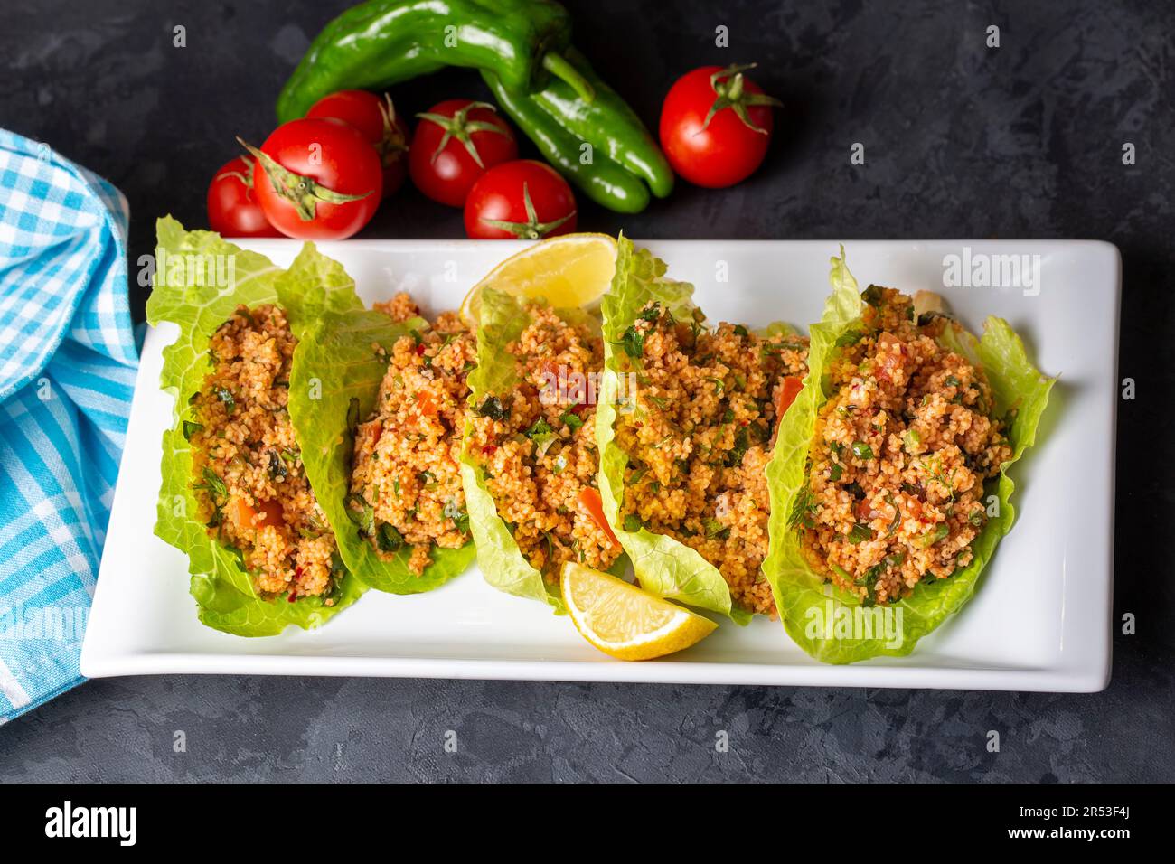 Traditional delicious Turkish foods: bulgur salad (kisir Stock Photo ...
