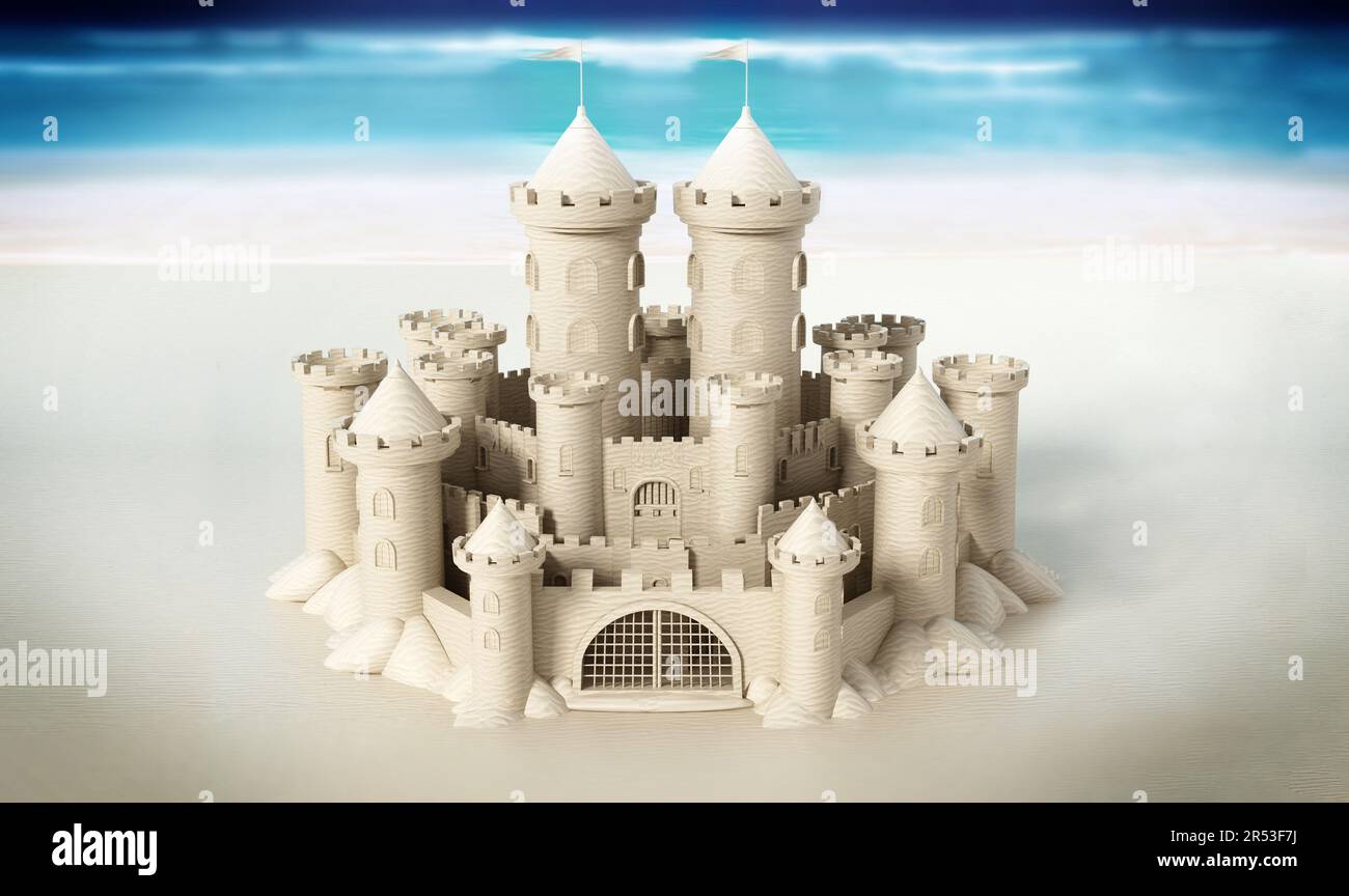 Sandcastle on white background hi-res stock photography and images - Alamy