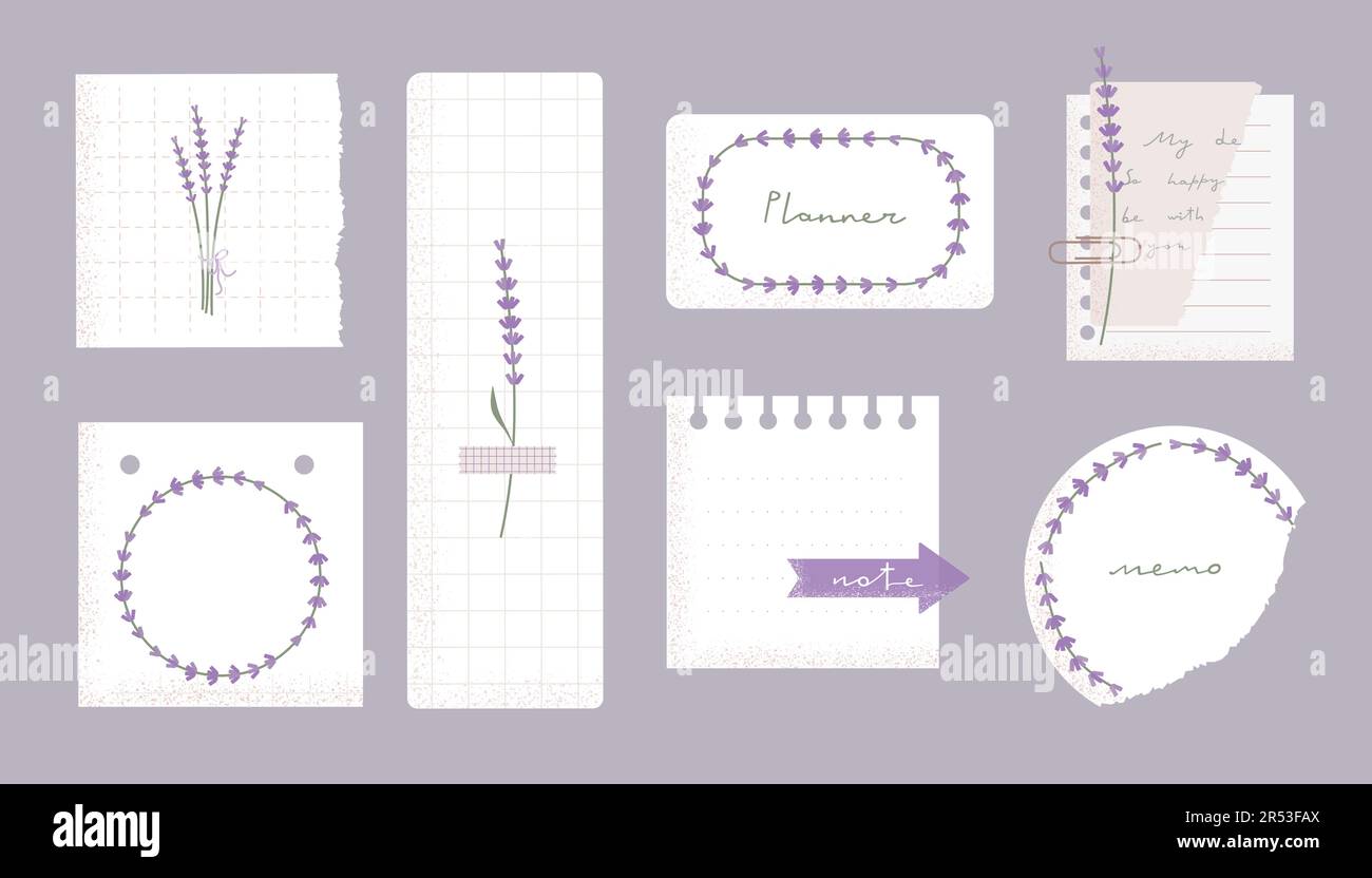 Stickers, note papers, planner doodles vector illustrations with ...