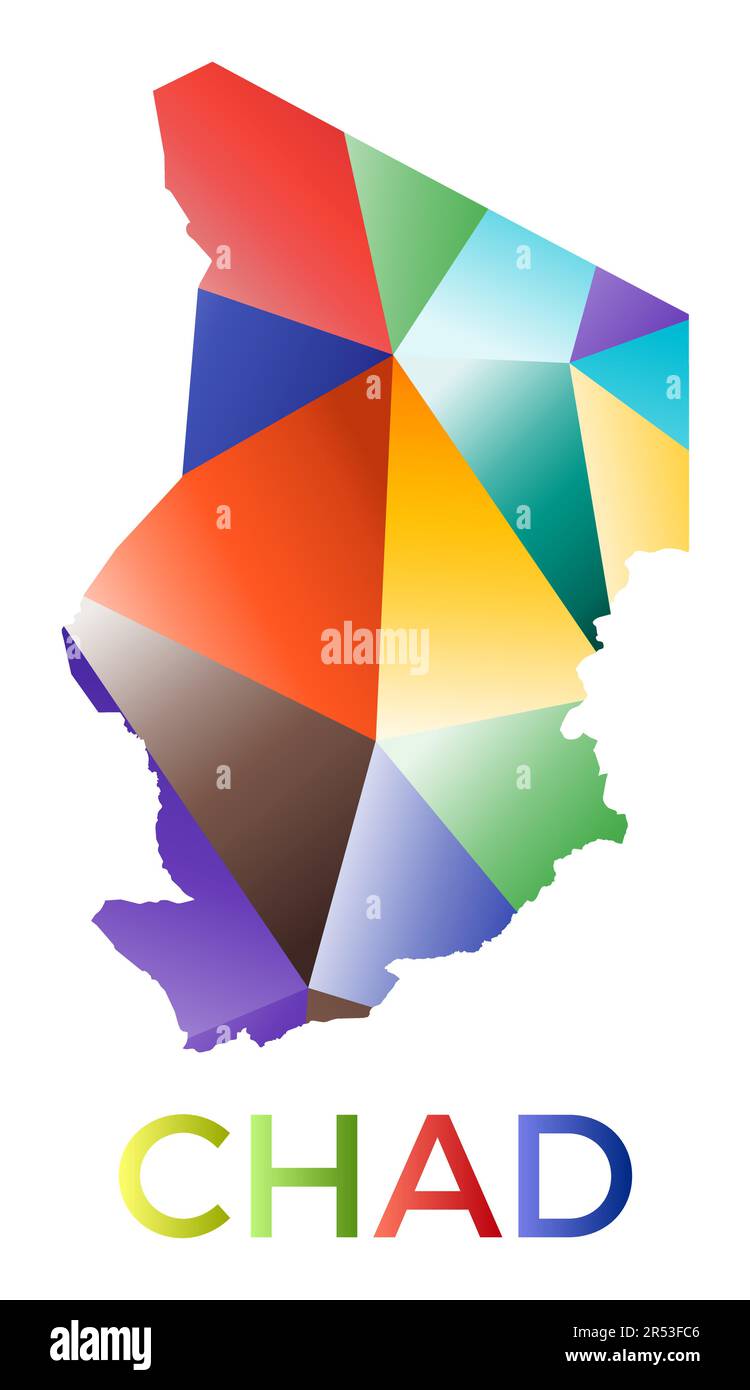 Bright colored Chad shape. Multicolor geometric style country logo ...