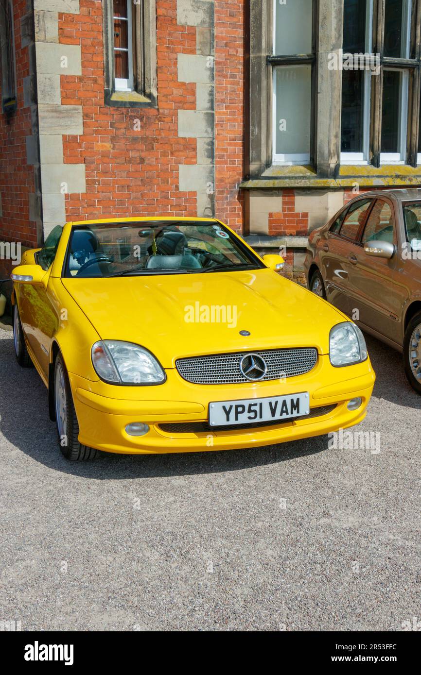 classic yellow open top convertible 2001 mercedes benz SLK Kompressor ...