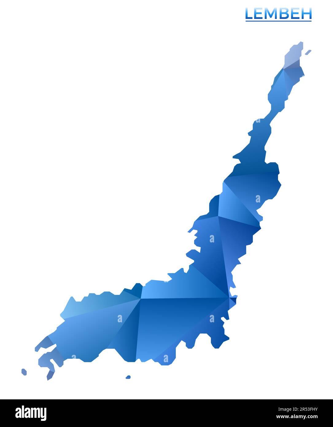 Vector polygonal Lembeh map. Vibrant geometric island in low poly style ...