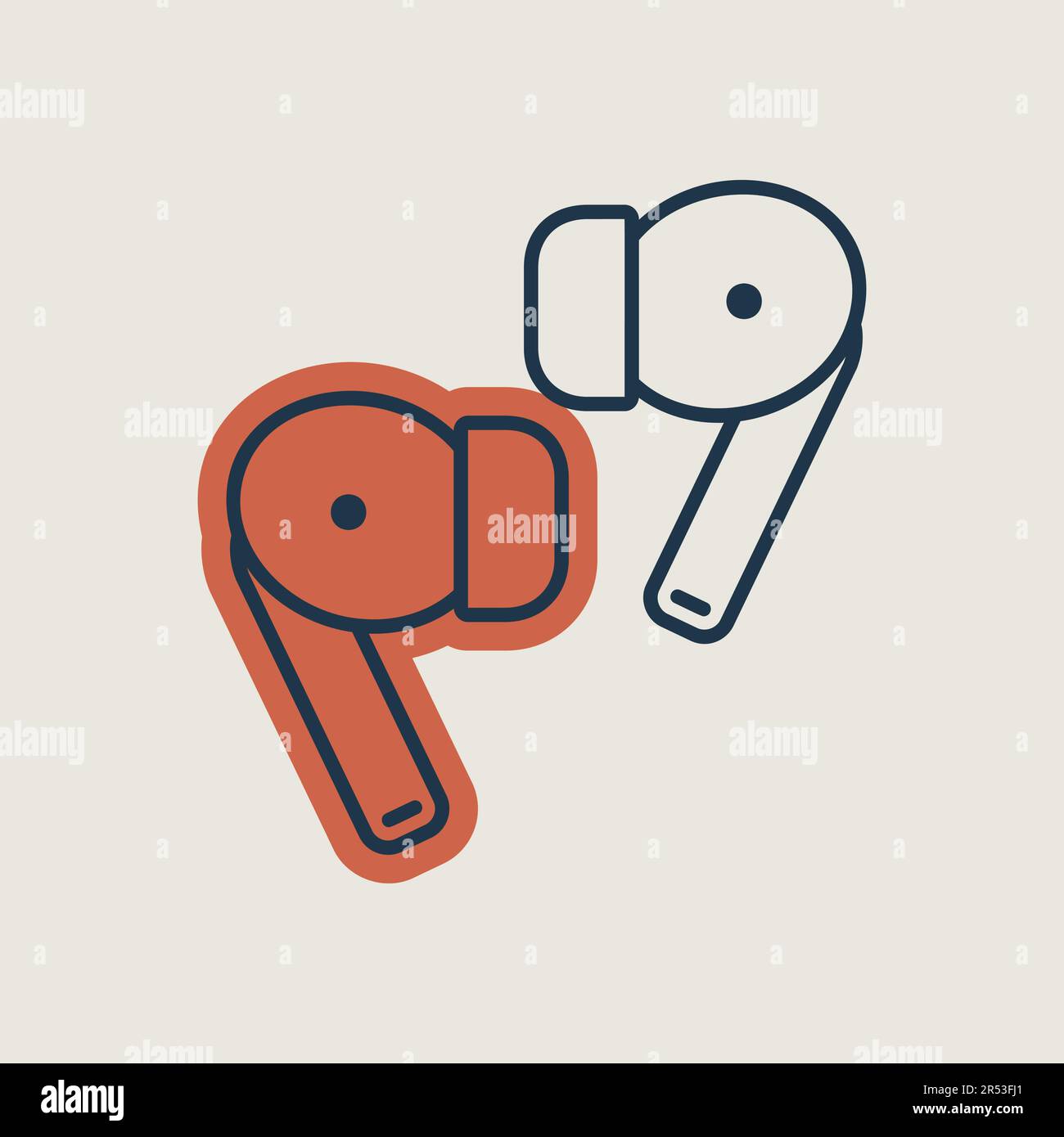 Pair of wireless earbud headphones vector isolated icon. Graph symbol ...