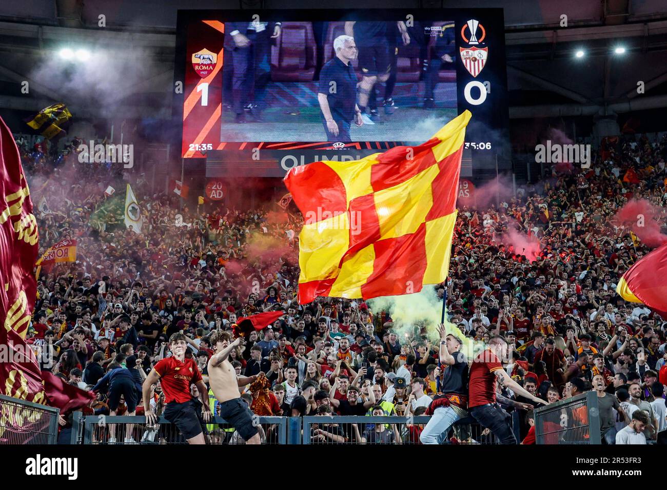 May 31, 2023, ROME, ITALY: AS Roma supporters react after AS Roma's ...