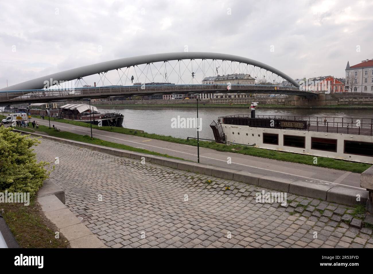 Father Bernatek’s Bridge over the Vistula River, Krakow, Poland Stock ...