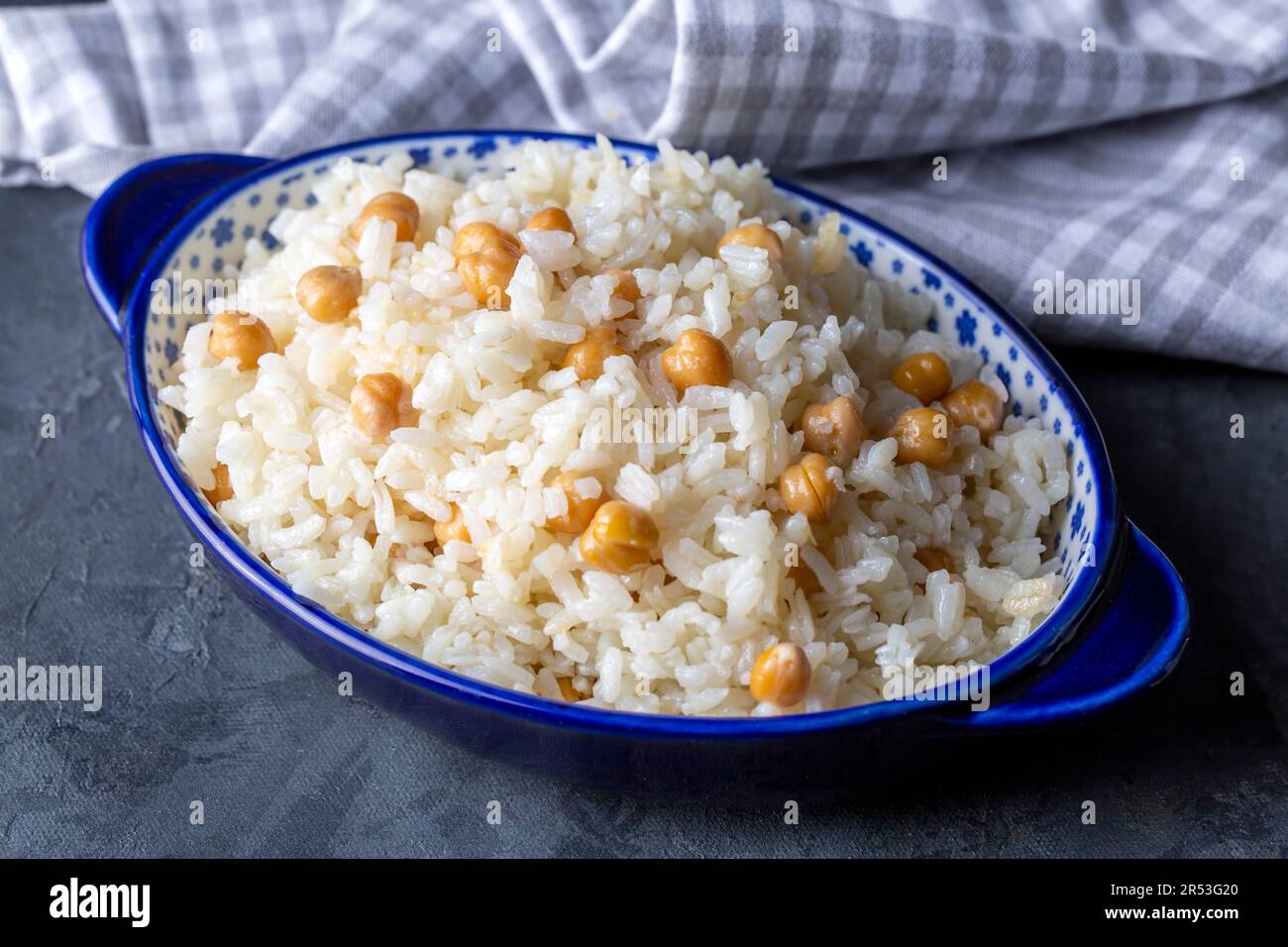 Turkish Rice with chickpea served, Turkish name; Nohutlu pilav or pilaf ...