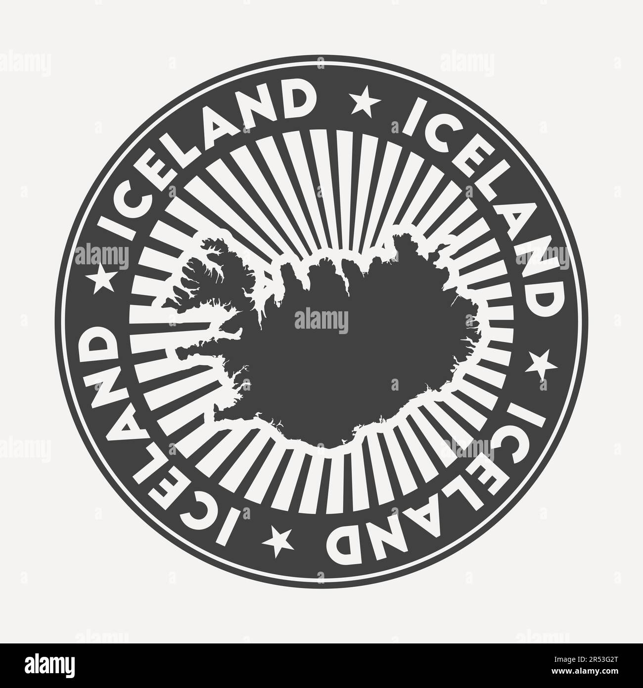 Iceland round logo. Vintage travel badge with the circular name and map ...