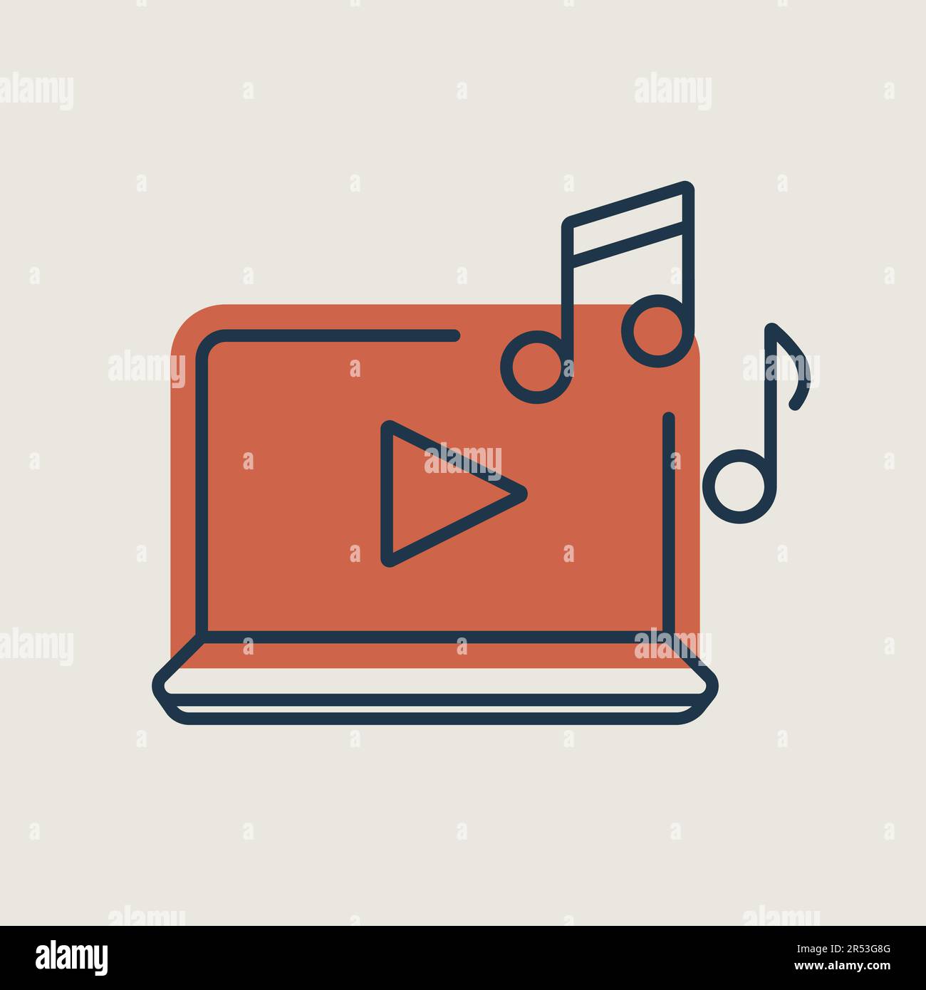 Listen to music on laptop vector isolated icon. Music sign. Graph ...