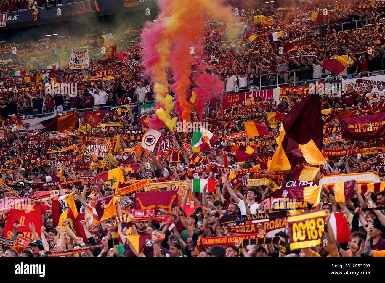 Roma fans in the stands ahead of the UEFA Europa League Final at the ...
