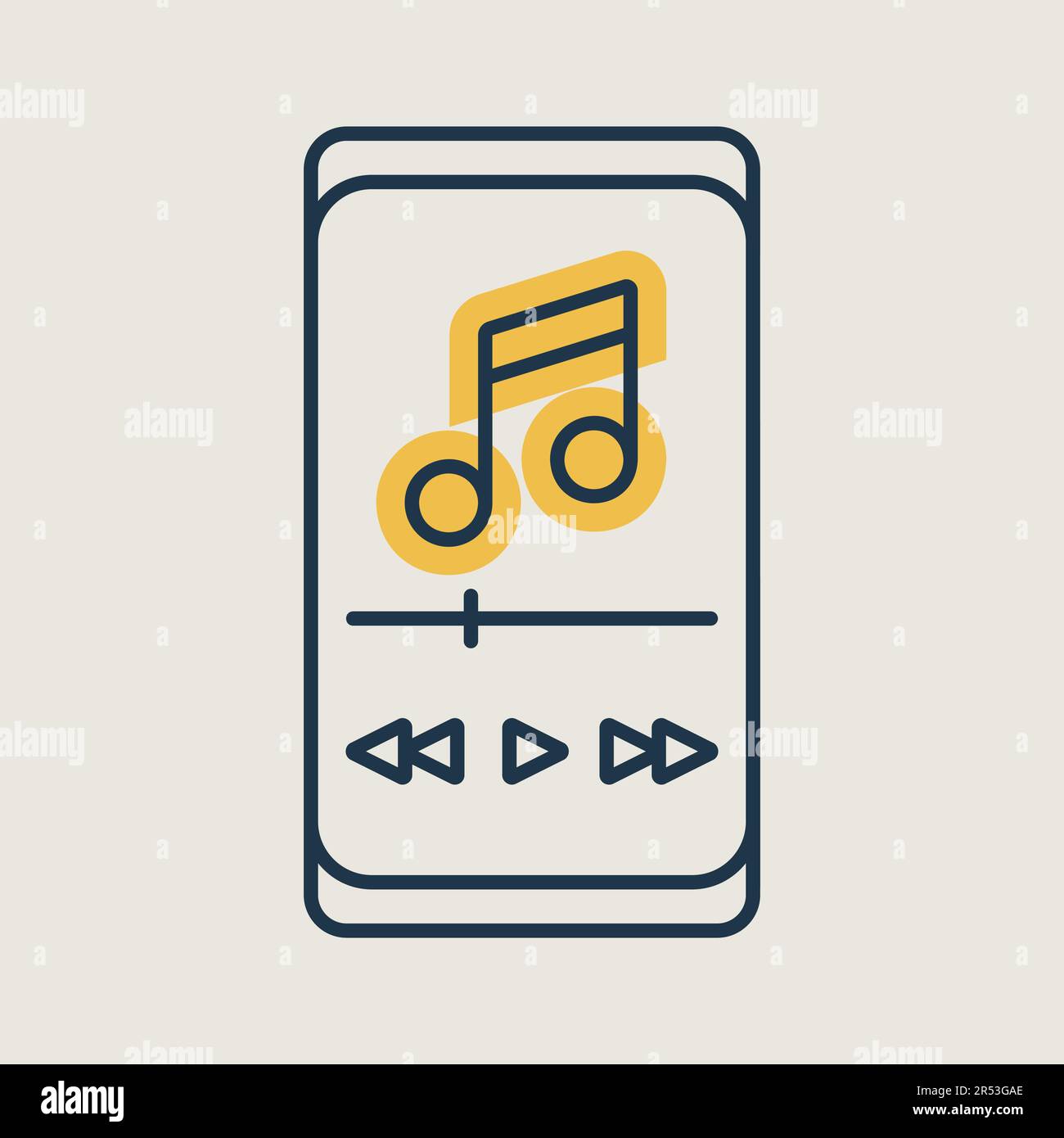 Smartphone with music player app vector isolated icon. Music sign ...
