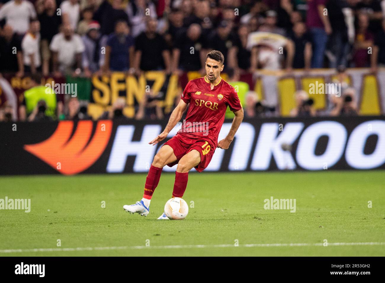 Budapest, Hungary. 31st May, 2023. Zeki Celik (19) of Roma seen during ...