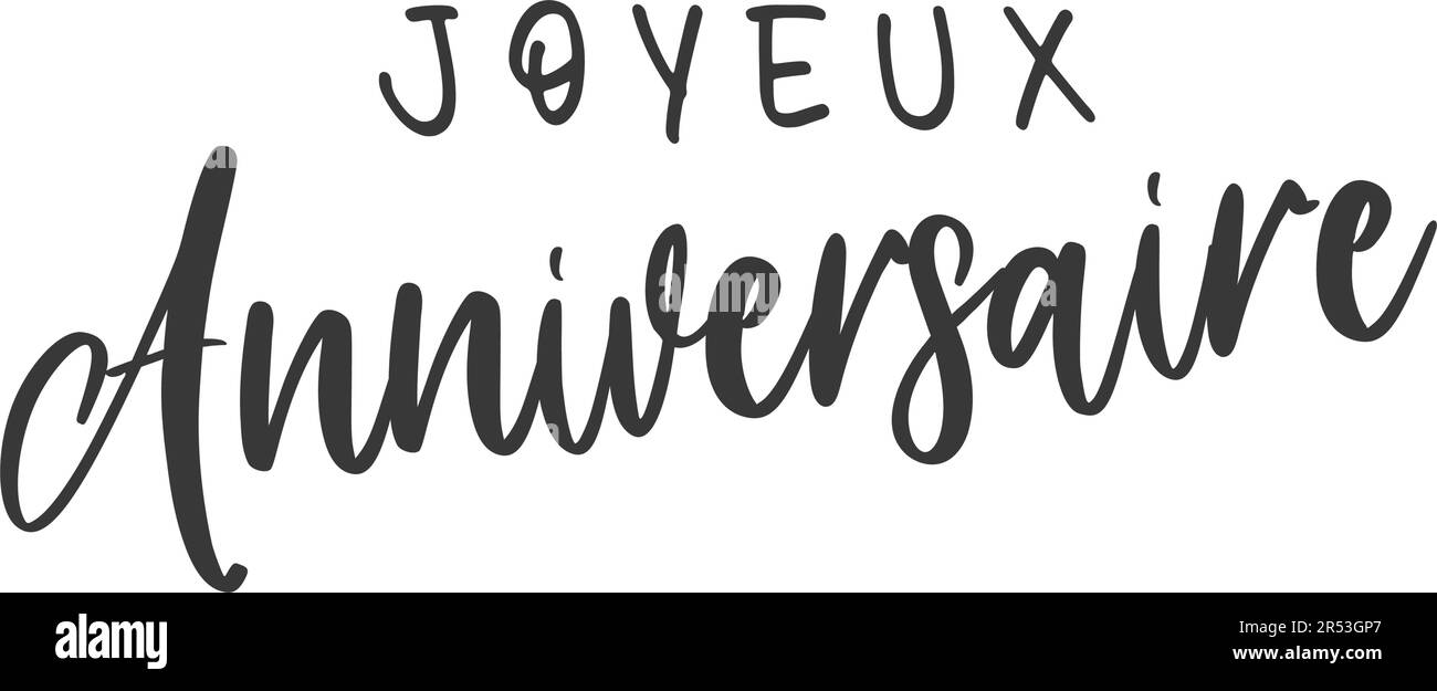 Happy Birthday lettering in French (Joyeux Anniversaire). Vector ...