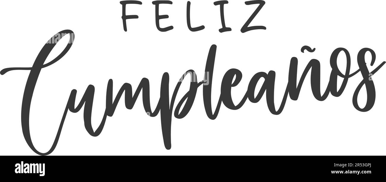 Happy Birthday lettering in Spanish (Feliz cumpleaños). Vector ...