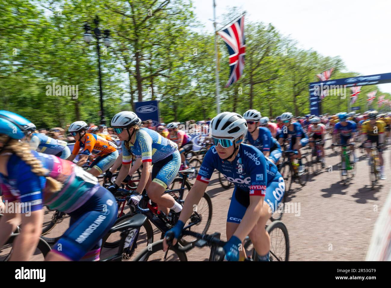 Riders racing in the Classique UCI Women's WorldTour road race Stage 3 of the 2023 Ford ...